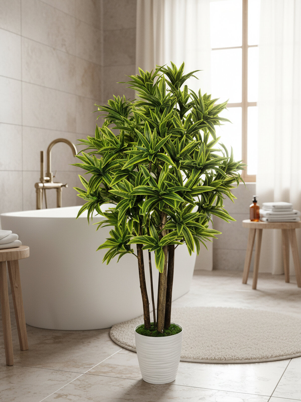 Драцена Рефлекса 110см желтая в горшке, ФитоПарк, растение искусственное в горшке