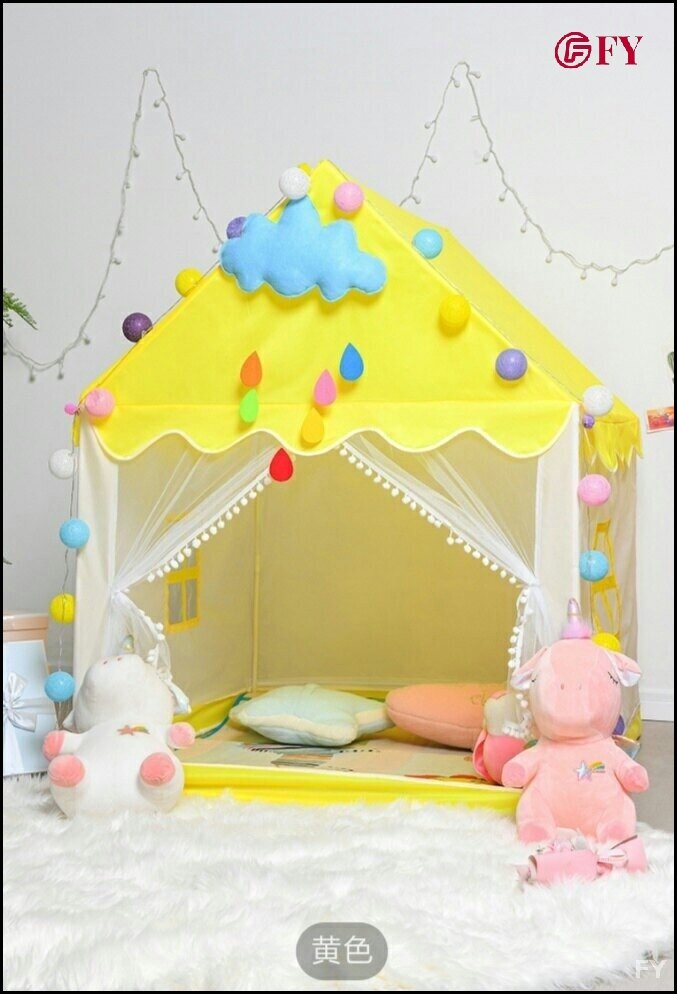 Палатка детская игровая , детский домик ( цвет серо-желтый) Детская палатка