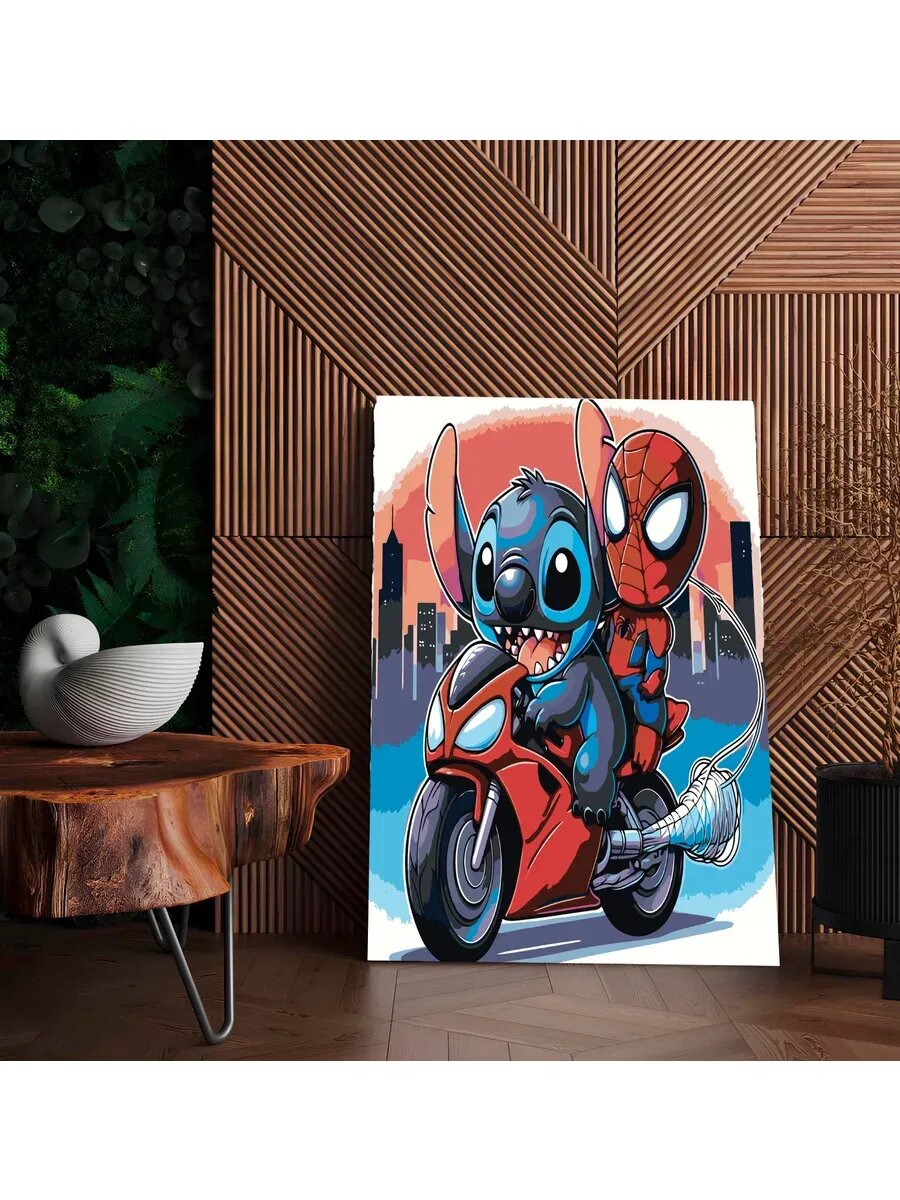 Картина по номерам Стич и Дэдпул