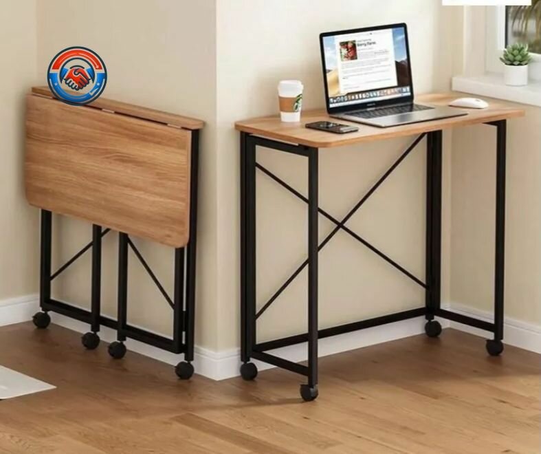 Складной стол 80x40 см, легко складывается и раскладывается, компактный обеденный и рабочий столик на колёсах для маленькой кухни и домашнего офиса, экономия места