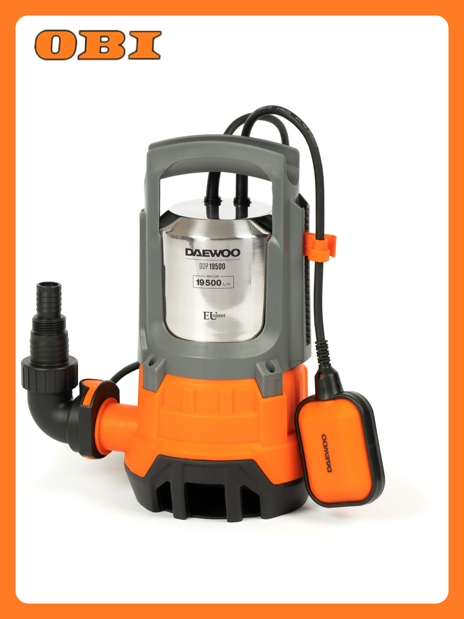 Дренажный насос DAEWOO DDP 19500, для грязной воды, 7м, 1300Вт