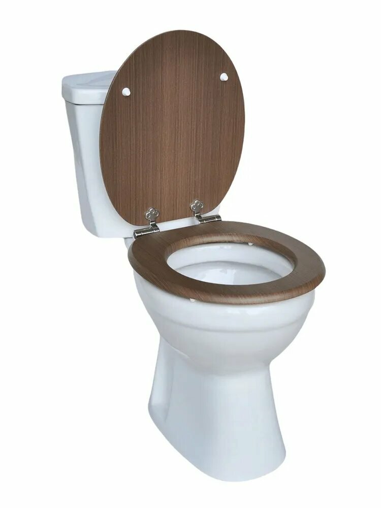 Деревянное сиденье для унитаза с функцией плавного опускания, прочное и долговечное, металлические петли