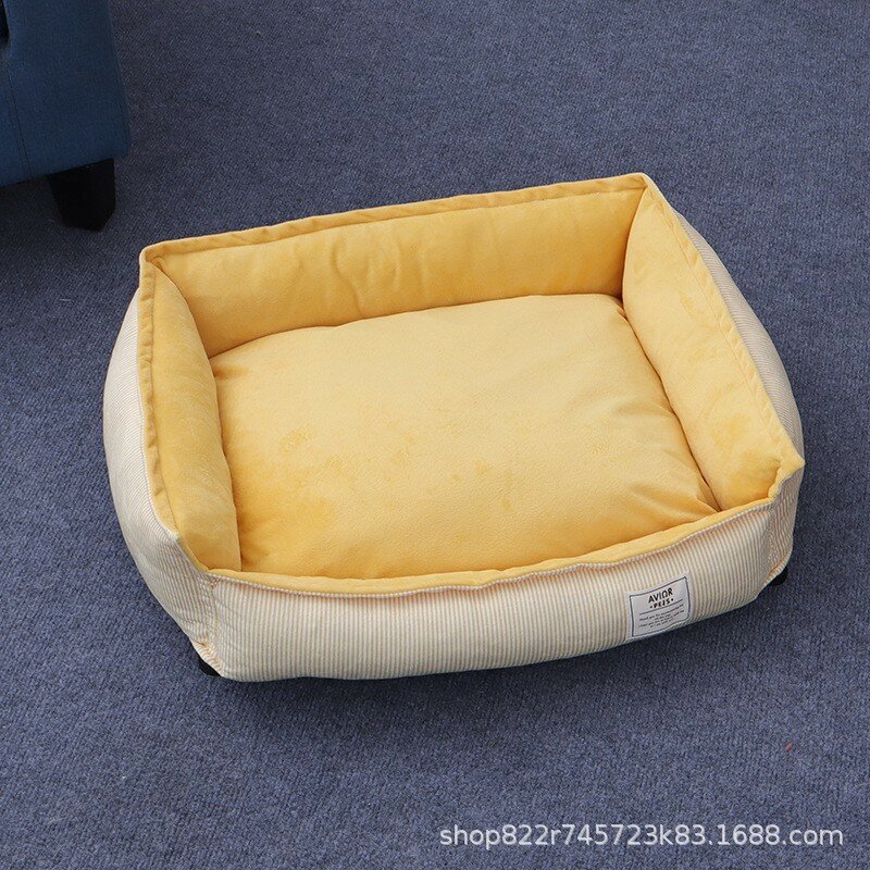Собачий питомник Кошачий питомник утолщен зимой, теплые и съемные спальные коврики хрустальный бархат желтый_M(60X50)