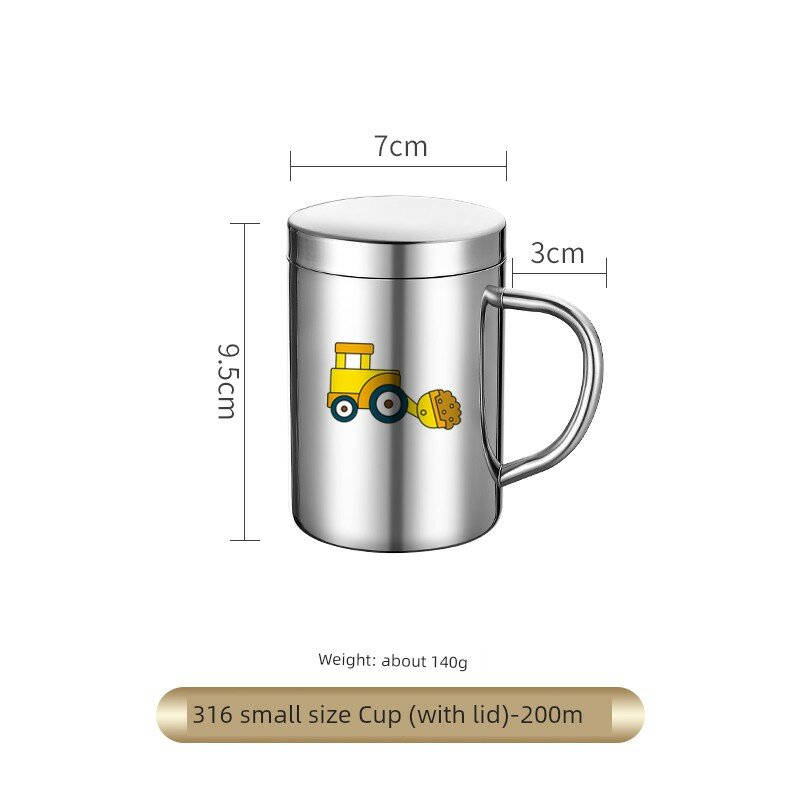 Детская кружка из нержавеющей стали 316, 200 мл, с двойными стенками, с рисунками и надписями, для детского сада, для
