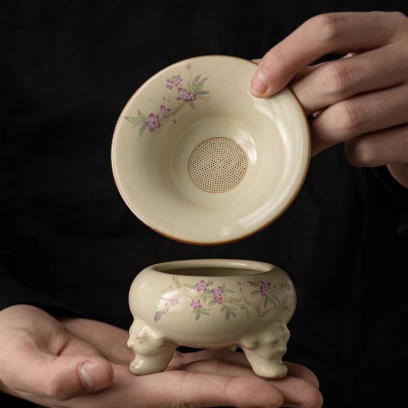 Керамическое сито для чая Ru, цветок персика, Tea strainer 2
