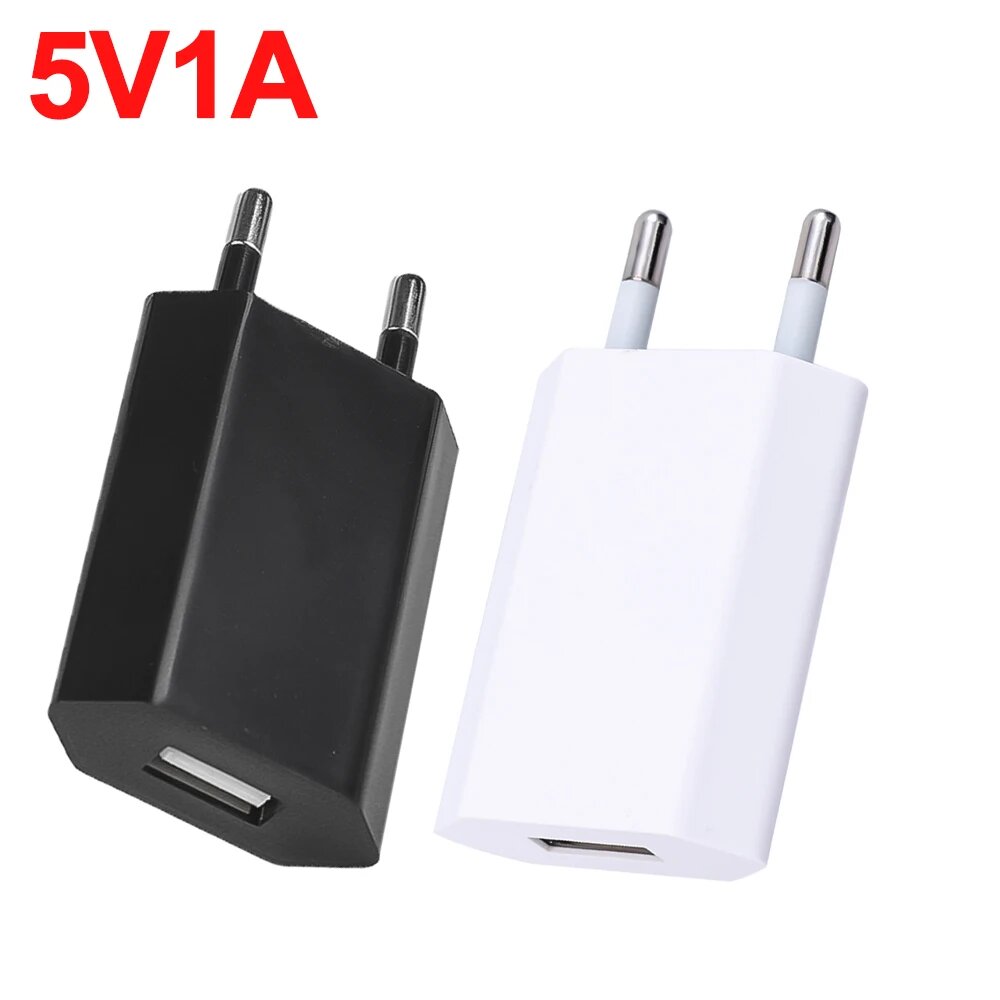 5В 1А USB адаптер питания, европейский штекер, черный/белый, 4шт