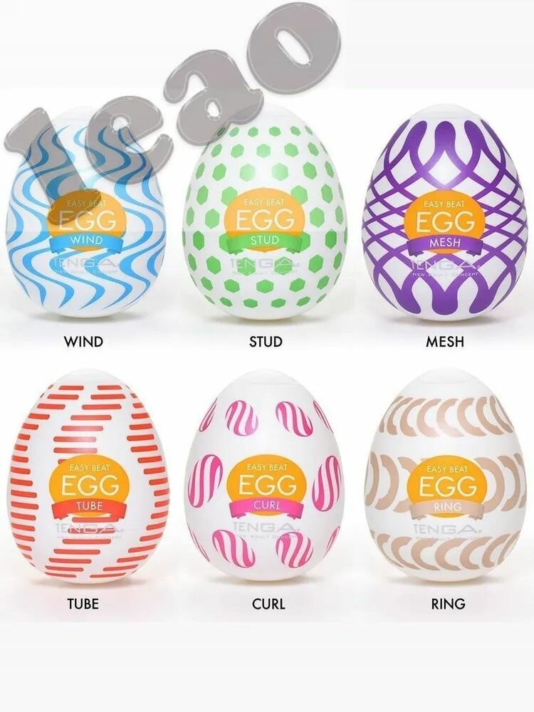 Мастурбатор TENGA EGG - IV набор из 6 одноразовых рельефных стимуляторов яйцо тенга с пробником лубриканта(белый, голубой)