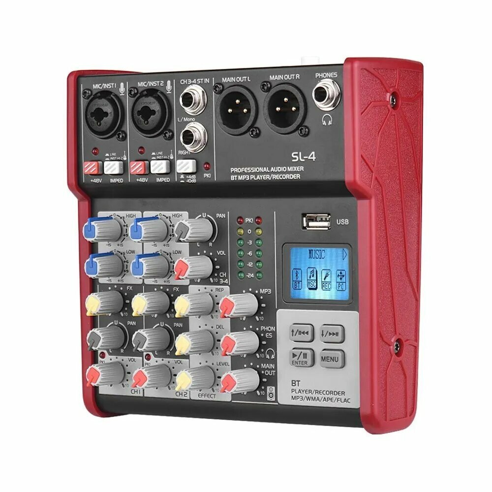 SL-4 Компактный 4-канальный микшерный пульт Микшерный пульт 2-полосный эквалайзер,