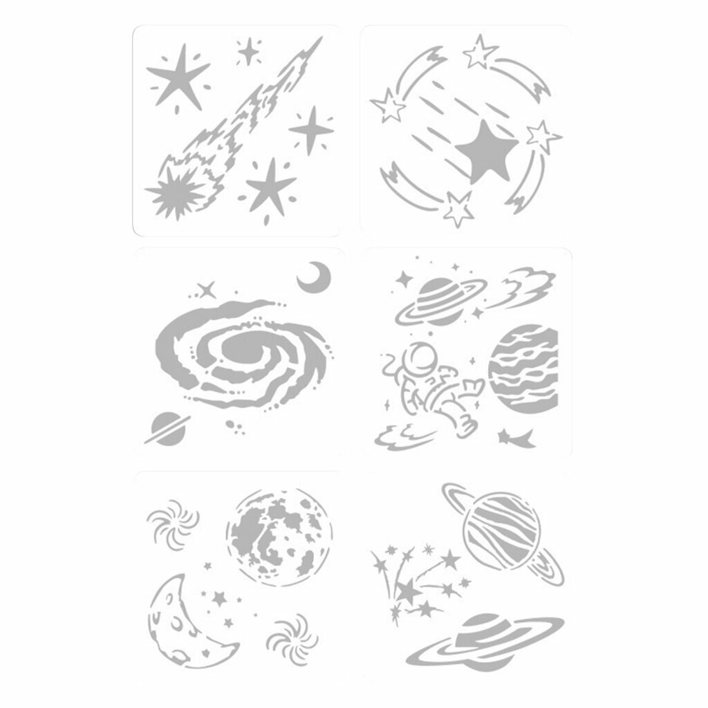 6 Шт трафаретов Starlight Flow Выдалбливают трафареты для рисования, трафареты для журналов