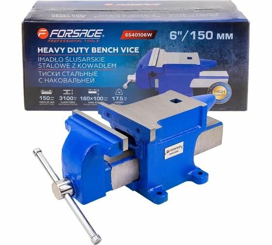Тиски стальные с наковальней 6" 150мм Forsage