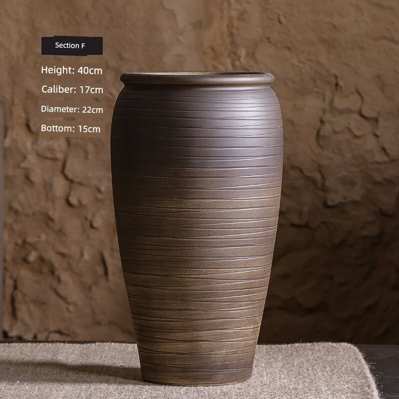 Винтажная деревенская керамическая ваза в японском стиле Дзен, глиняный горшок ручной работы, китайский стиль, для