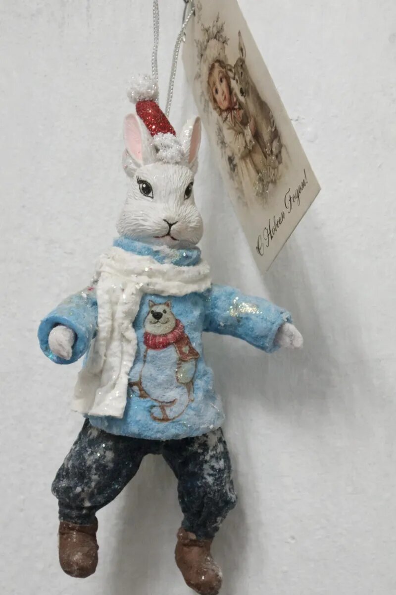 Новогодняя игрушка ручной работы. Гипс. Вата