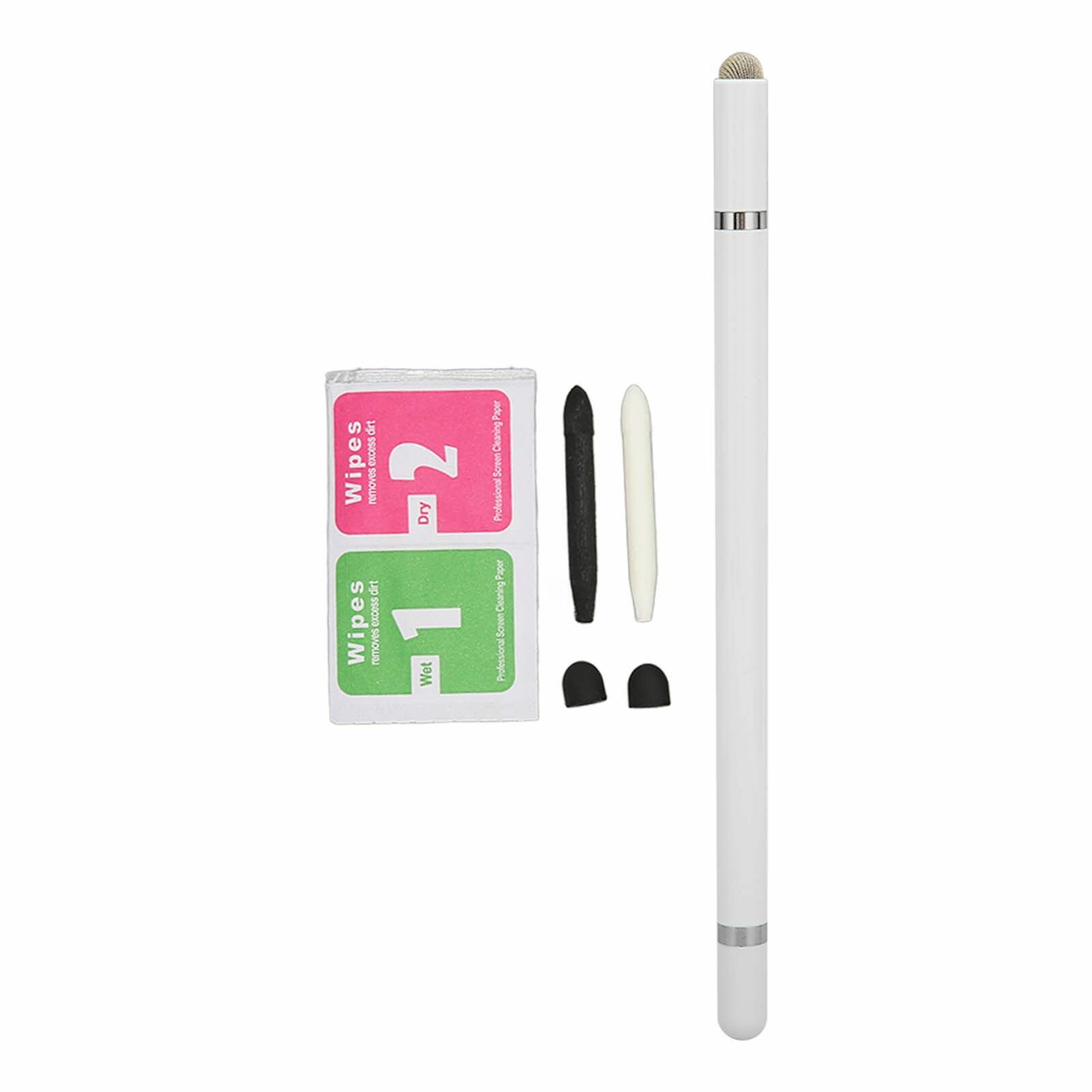 3-в-1 белый стилус, 2 волоконные насадки, точное позиционирование, телефон/планшет