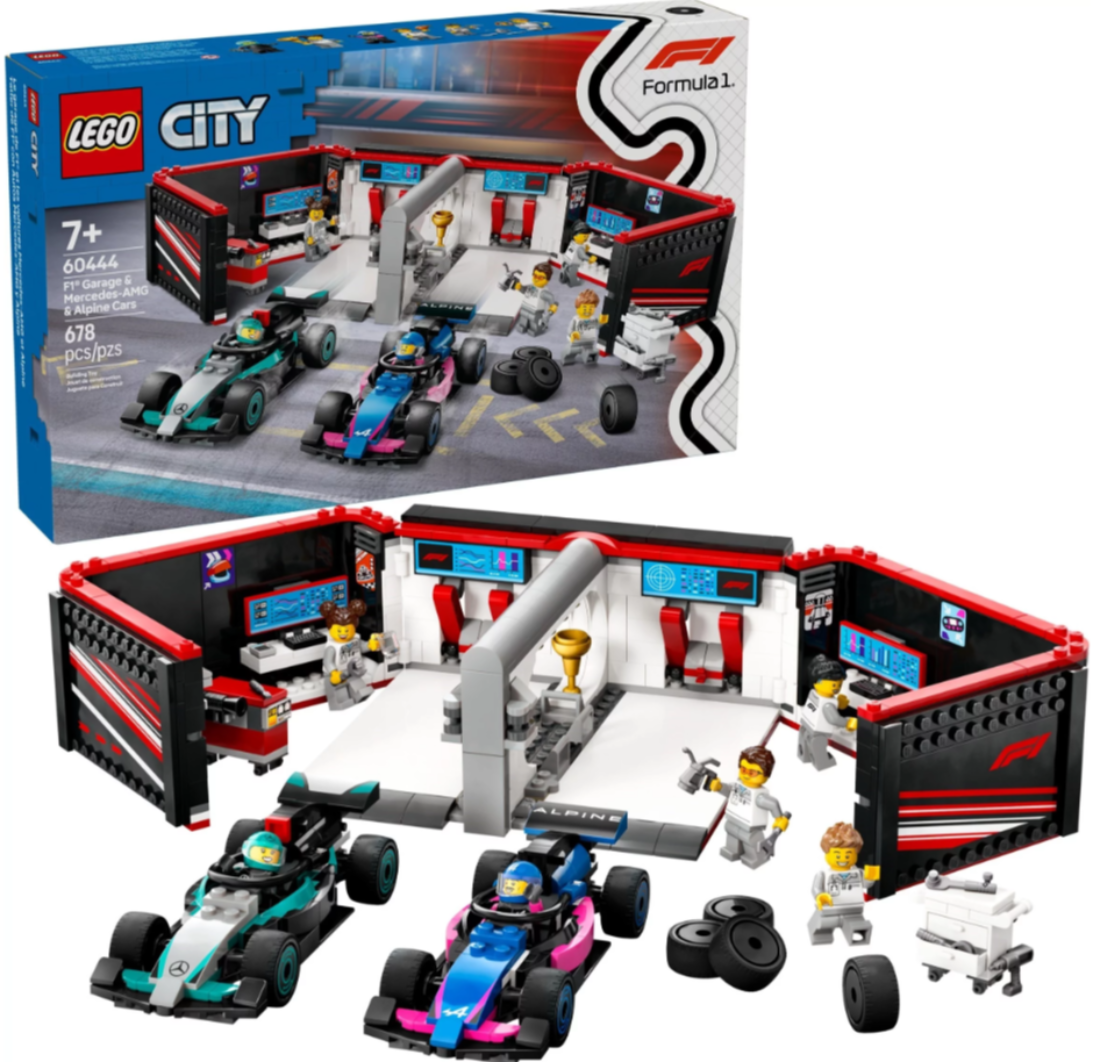Конструктор LEGO City 60444 Гараж формулы-1 для Mercedes-AMG и Alpine, 678 деталей