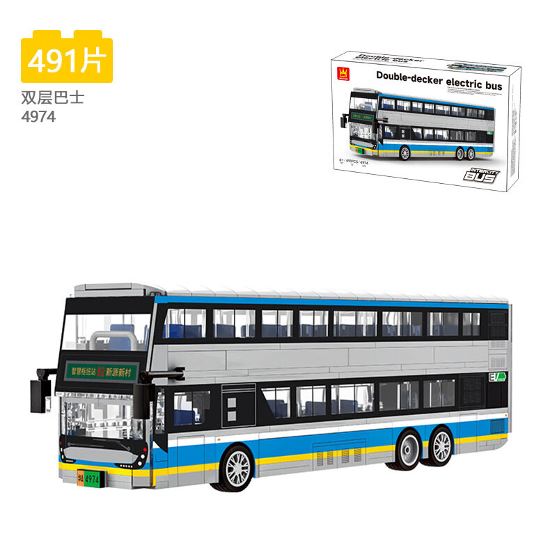 Двухэтажный городской автобус: сборная модель из мелких деталей, обучающая игрушка-автобус.