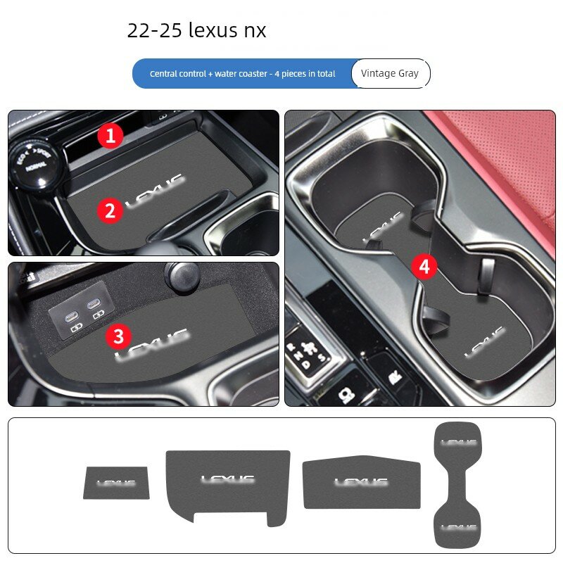 Подходит для ковриков в дверные щели автомобиля Lexus NX, ковриков в подстаканники центральной консоли, пылезащитных