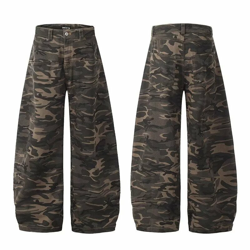 JYL Джинсы Мужские Буткют Винтажные Дизайн Свободные Широкие Длинные Деним, Размер_XXL