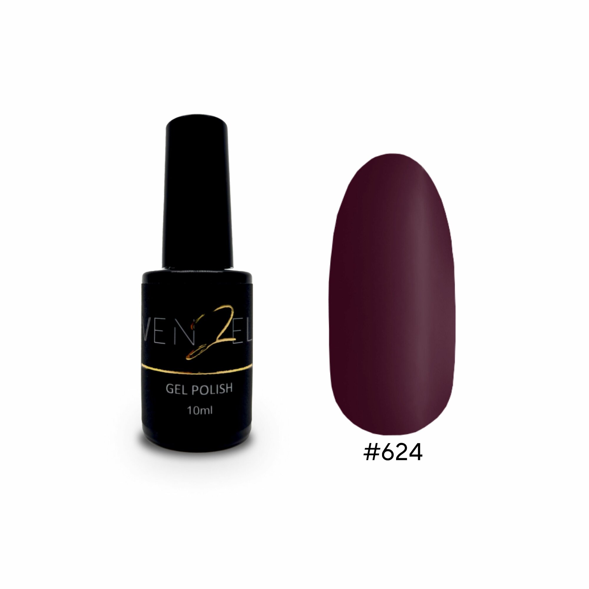 Venzel-624 бордовый, вишня гель-лак для ногтей плотный 10ml