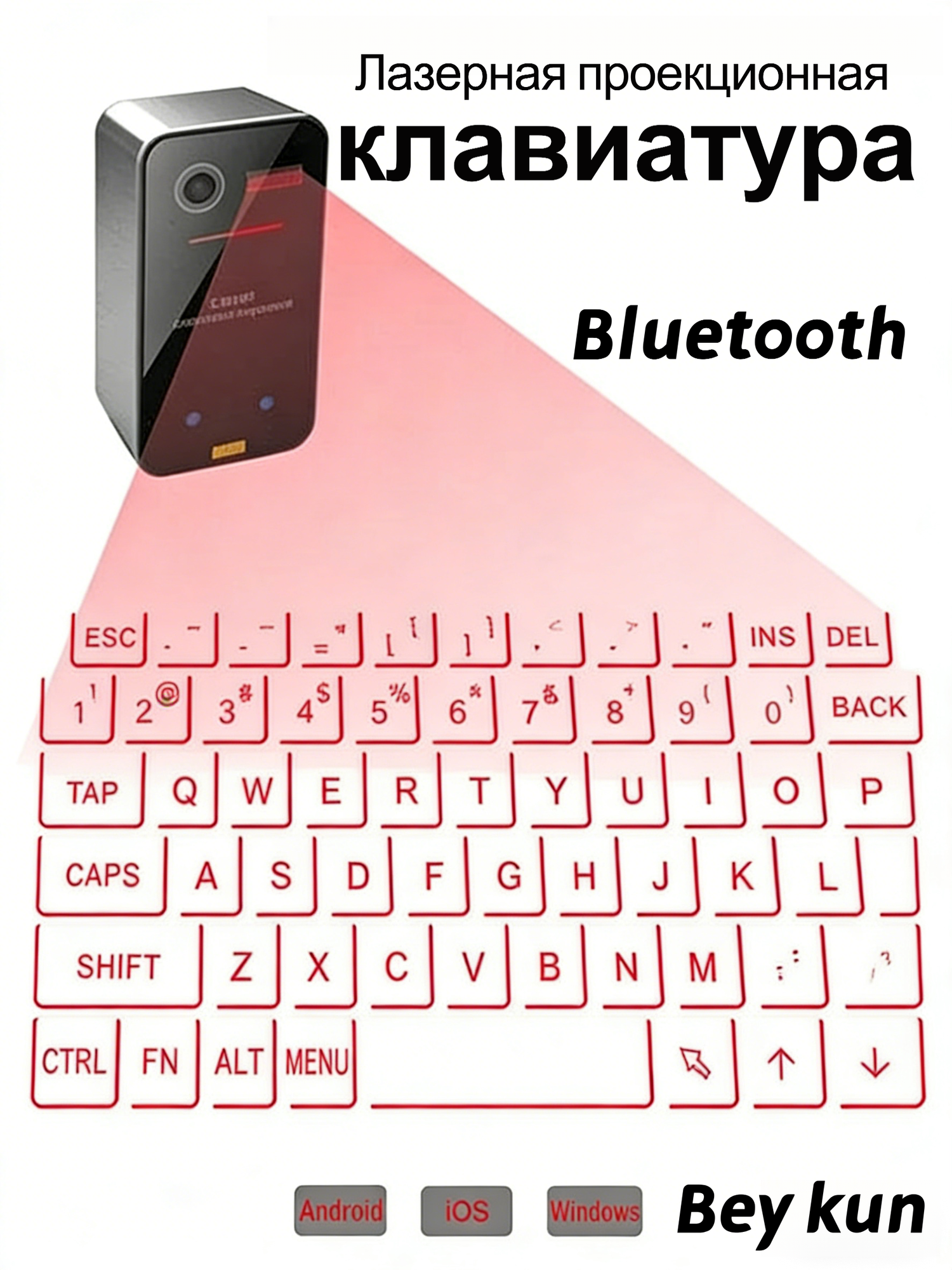 Лазерная проекционная клавиатура, соединение Bluetooth, британская раскладка клавиатуры, размер клавиатуры: 100*240 мм