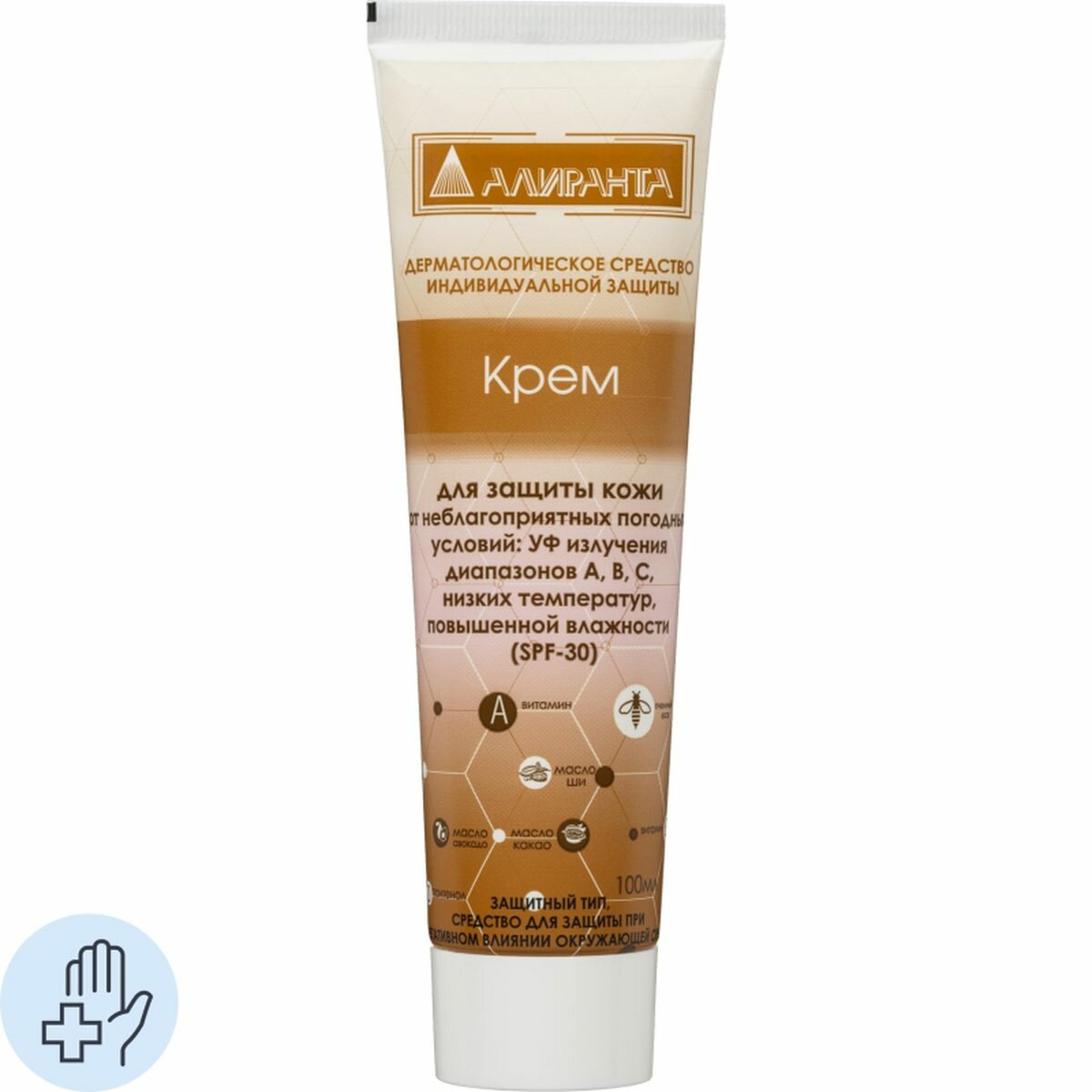 Крем защитный Алиранта SPF30, 100мл, от УФ-излучения и обморожения, для рук и лица (10031), 54шт.