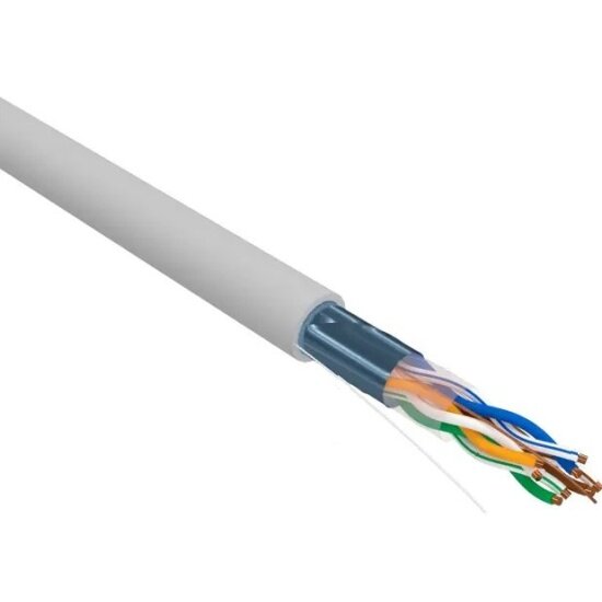 Кабель витая пара Rexant F/UTP, CAT 5e, PVC, 4x2x0,52 мм, 24AWG, INDOOR, SOLID, серый, 305м, РФ