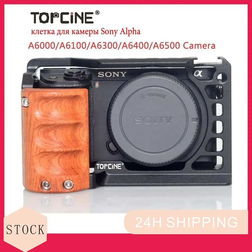 Topcine Клетка для камеры для зеркальных камер Sony A6500 A6400 A6300 A6000 A6100 с креплением на холодный башмак, отверстиями для крепления ручки, несколькими отверстиями 1/4 дюйма 3/8 дюйма