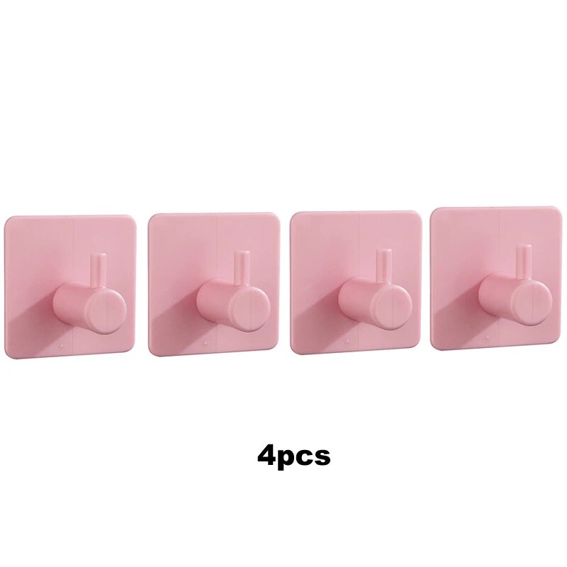 4 шт, самоклеящиеся крючки-вешалки для полотенец Розовый, Pink