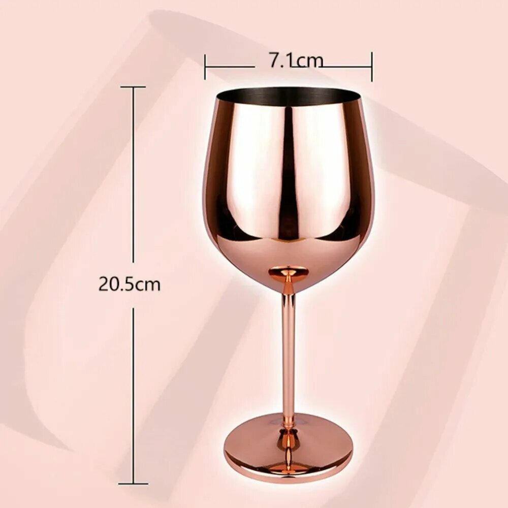 Набор бокалов для вина и коктейлей металлический 2 штуки 500 мл красное золото