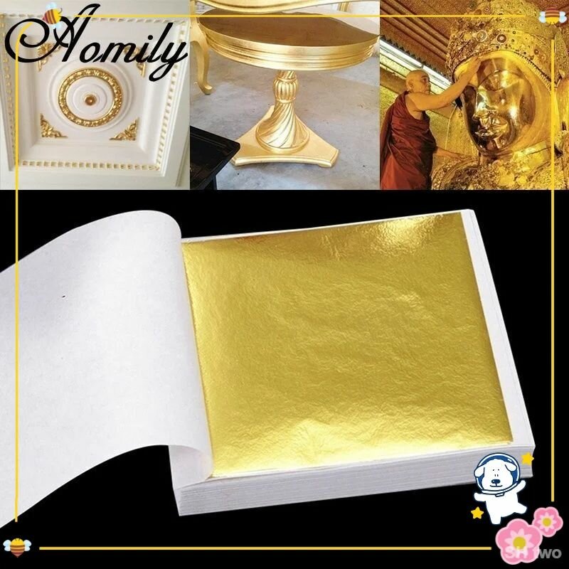 100 листов имитации сусального золота для золочения линий мебели, стен и поделок 9x9 см