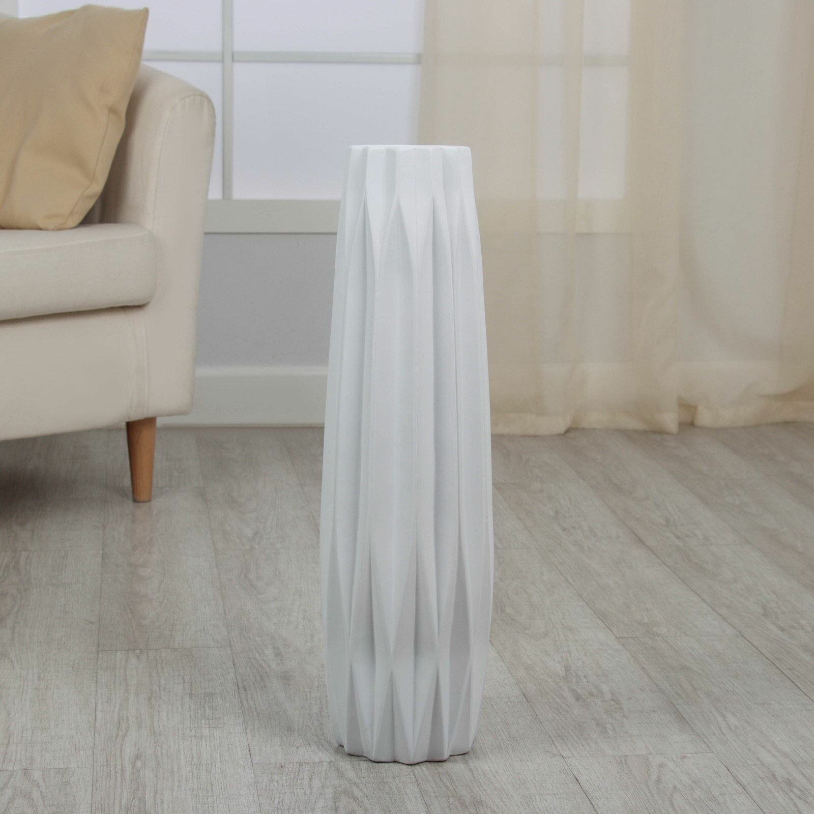 Ваза напольная "Берти", h=60 см, керамика, белая, цвет: белый