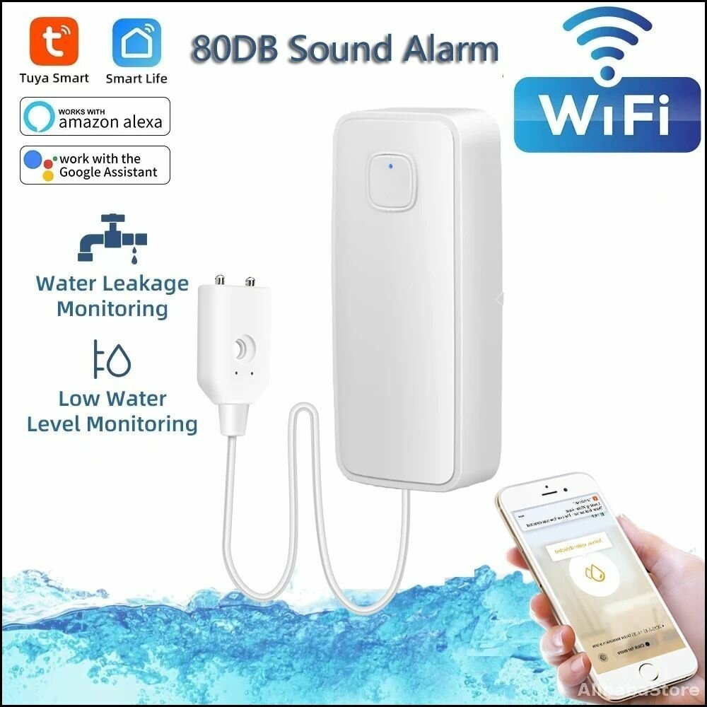 Инновационный бестселлер Tuya Smart с WiFi для акустического оповещения о протечке воды и обнаружения уровня