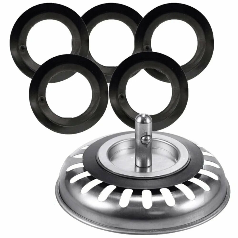 Комплект из 5 черных резиновых уплотнительных колец для сифона кухонной мойки