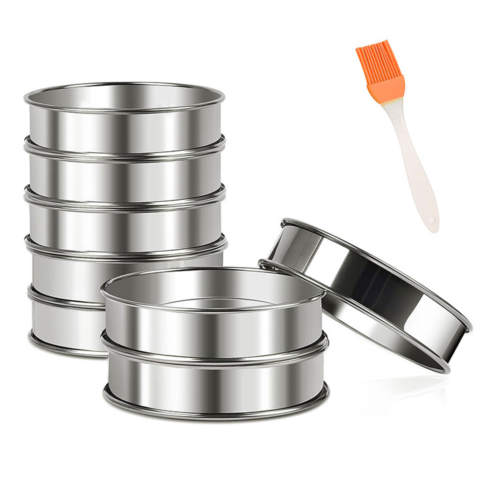 8 штук Кольца для крампетов из нержавеющей стали, 4 дюйма, Двухслойные формы для тарталет, Кольца для выпечки пирожных