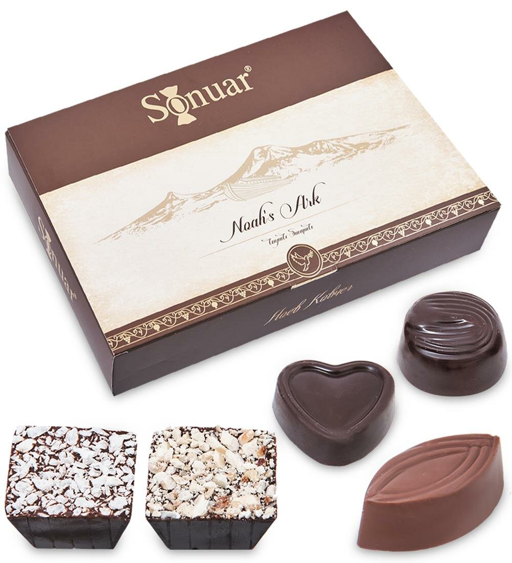 Шоколадные конфеты "Ноев ковчег" 325гр (Sonuar) A2189659 Sonuar, сахар, какао тёртое, жир кондитерский (рафинированные дезодорированные растительные масла: пальмовое, подсолнечное), какао масло