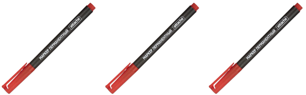 Маркер перманентный Выбор есть (Attache) красный (толщина линии 1 мм) круглый наконечник, 3 шт