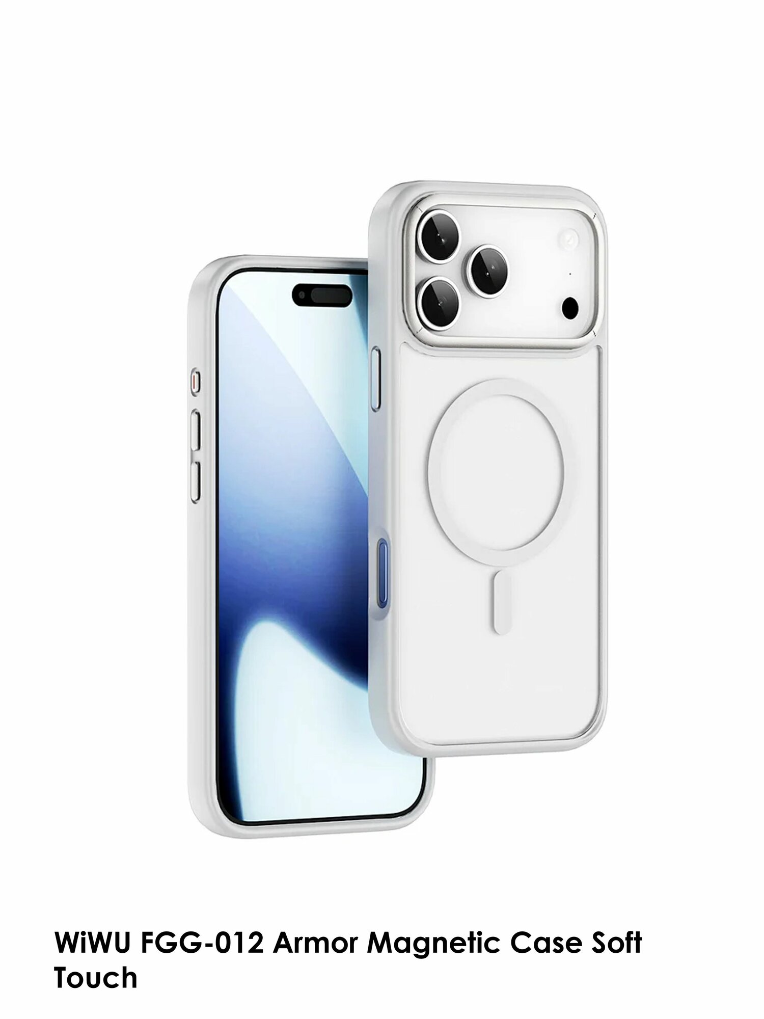 Чехол-накладка для iPhone 17 Pro Max, WiWU FGG-012 for iPhone 17 Pro Max, Armor Magnetic Case Soft Touch with metal buttons , белый