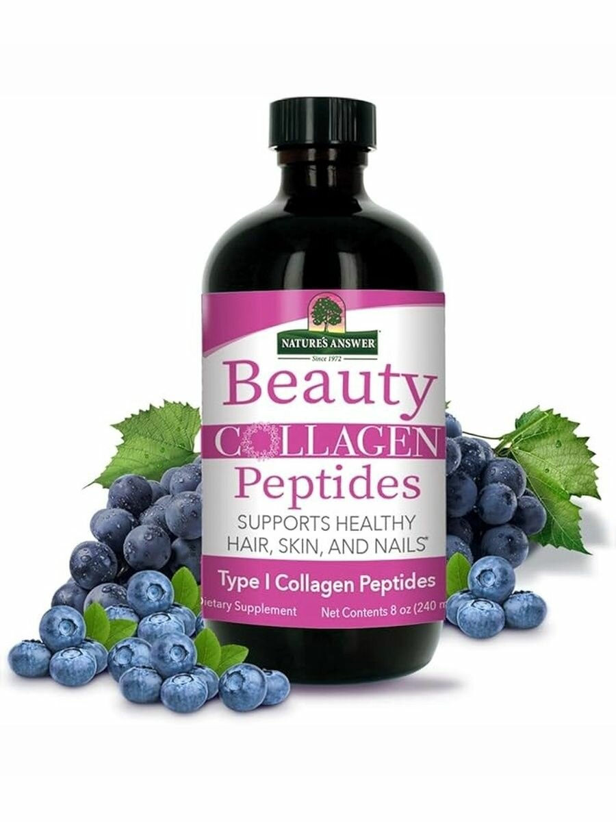 Коллаген морской для красоты, гиалуроновая кислота, биотин, астаксантин, Nature's Answer, с ягодным вкусом, 240 мл