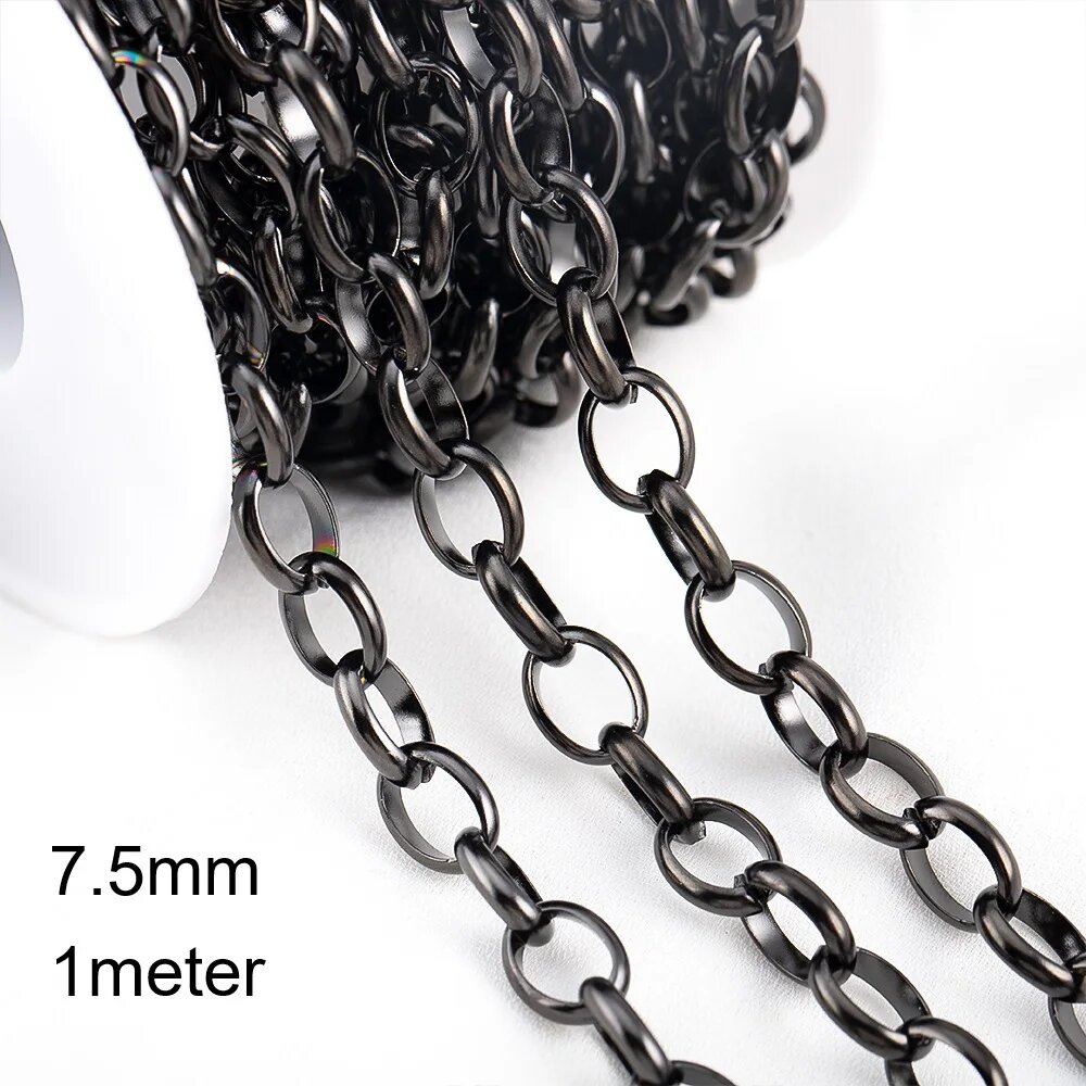 MINGXUAN Черная цепочка из нержавеющей стали 1 метр для рукоделия