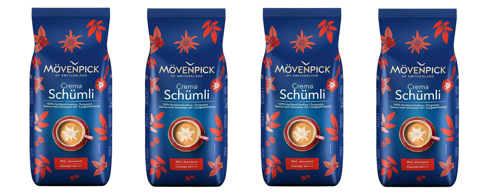 Кофе MOVENPICK Schumli в зернах, натуральный, 1 кг - 4 штуки