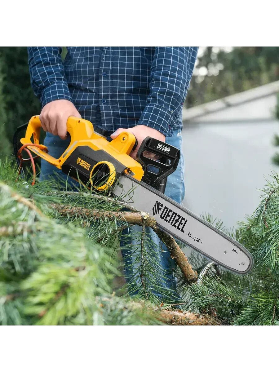 Электропила цепная EDS-2200P, 2.2 кВт, 45 см, DENZEL 95617