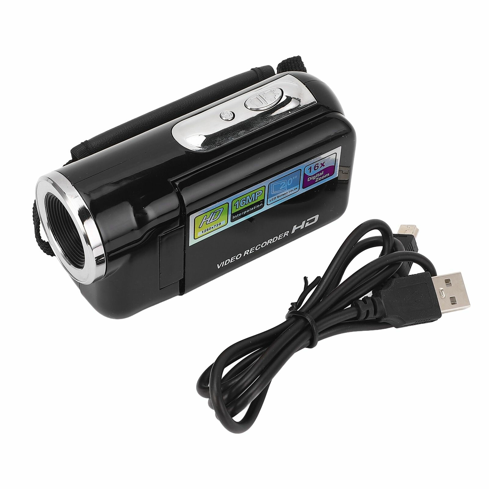 16-мегапиксельная HD-видеокамера 1080P с 16-кратным цифровым зумом, USB-цифровой регистратор, 2-дюймовый поворотный экран, черная камера для путешествий