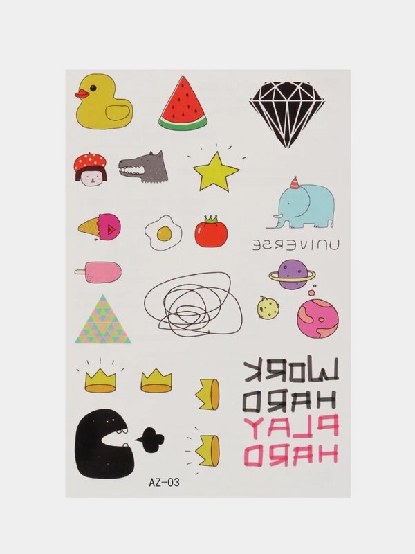 Переводная татуировка, 15*10 см, 12 видов