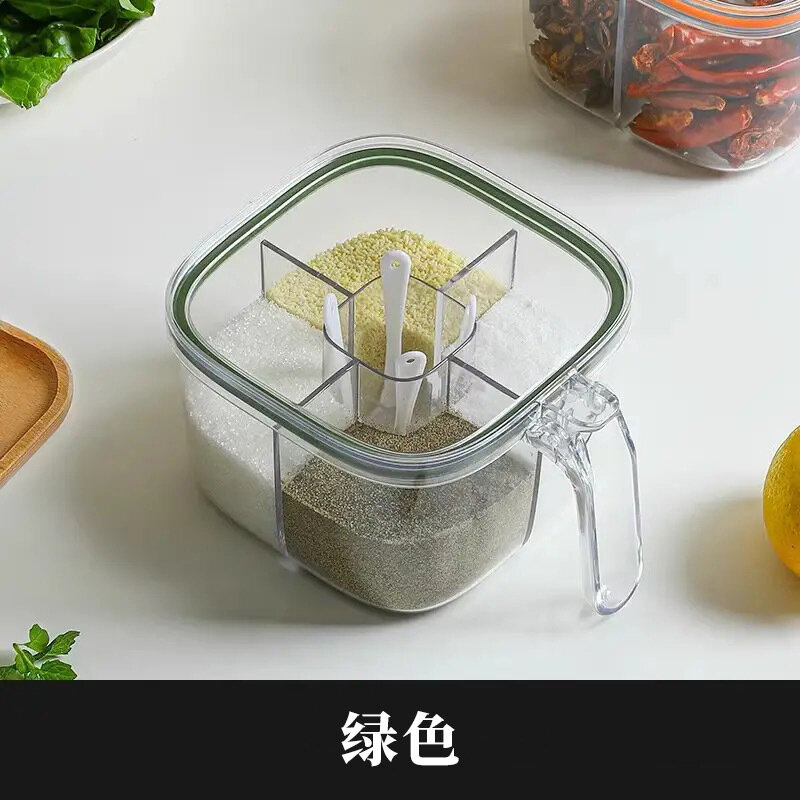 Коробка для специй с интегрированными многосекционными отделениями, многофункциональная прозрачная банка для специй, комбинация соли, перца, глутамата, коробка для хранения приправ