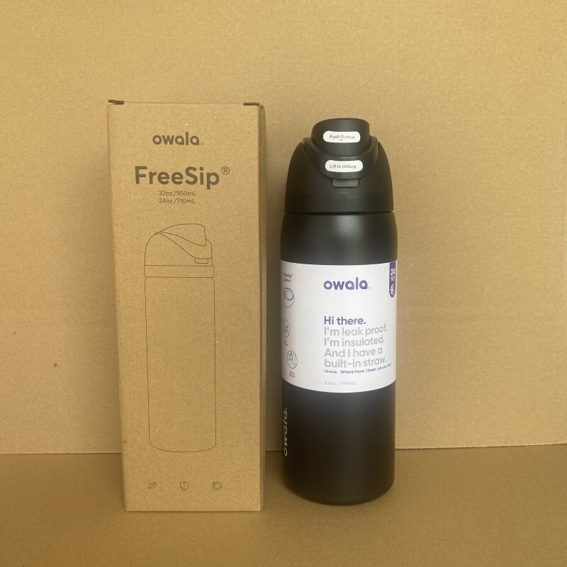 Новая бутылка для воды Owala Vacuum 32oz, спортивная бутылка из нержавеющей стали 304, изолированная кружка, портативная ручка, соломинка для улицы