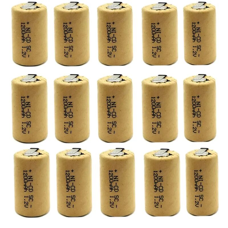 15PCS - SC Ni-CD 1.2V Аккумуляторы 1200мАч -Используется на электрических инструментах.