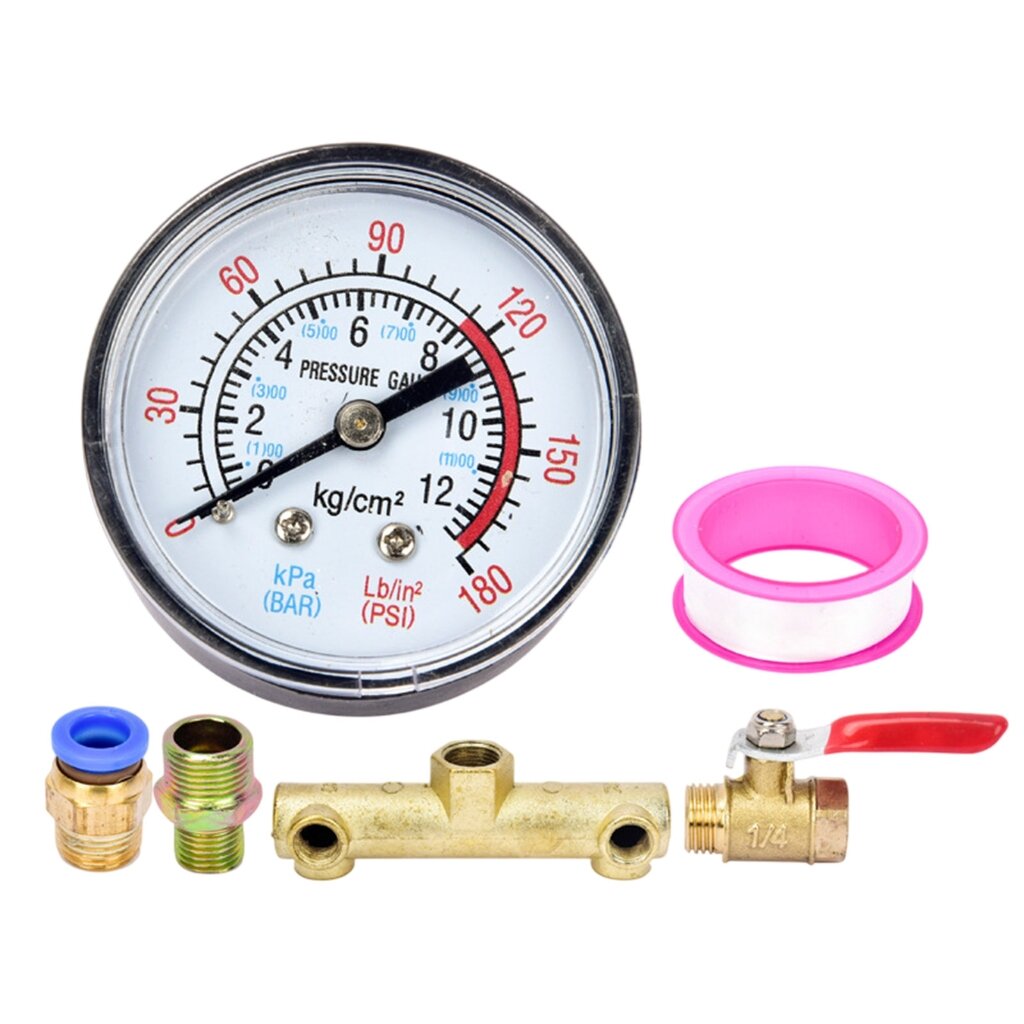 1 комплект из 8 предметов, воздушный компрессор, принадлежности для воздушного насоса, разъем для подключения манометра, шаровой кран