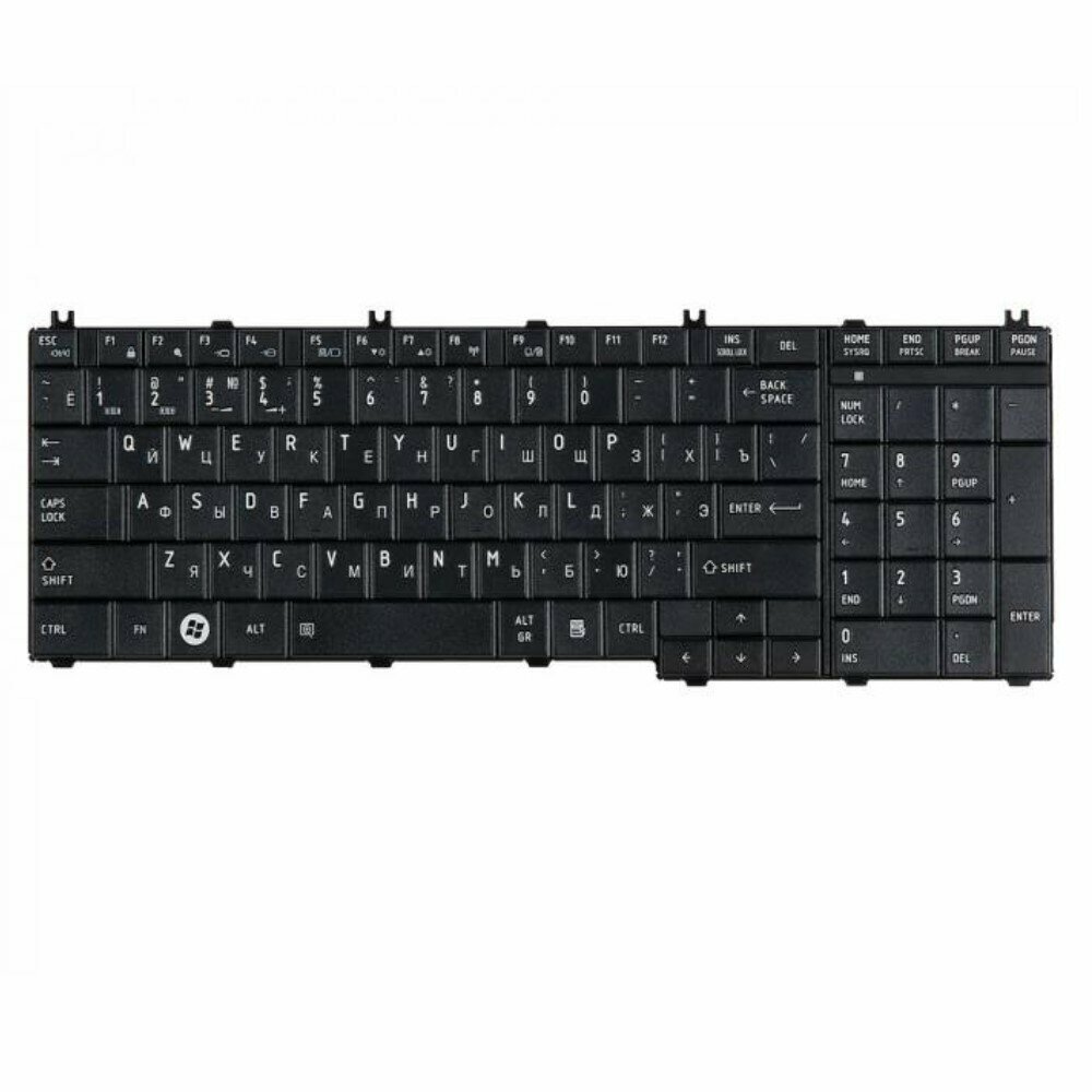 Клавиатура для ноутбука Toshiba Satellite Pro A10, A30, A60, A100, Tecra A1, A2, A3 Г-образный Enter Черная без рамки