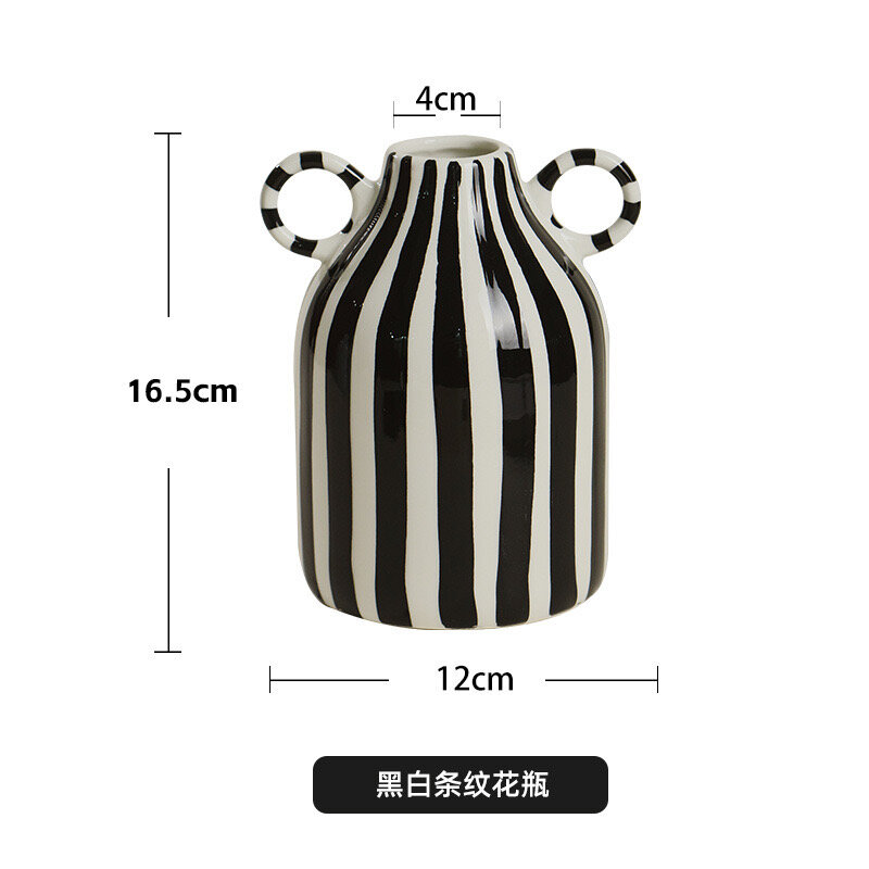 Скандинавская полосатая керамическая ваза в стиле Моранди, для цветов ，