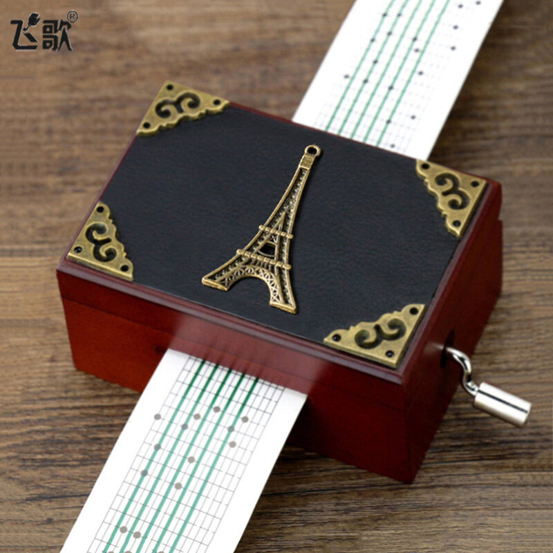 Музыкальная шкатулка Feige 15/30 тонов с ручным приводом и нотами, винтажная деревянная DIY шкатулка с восемью тонами, креативный подарок DIY