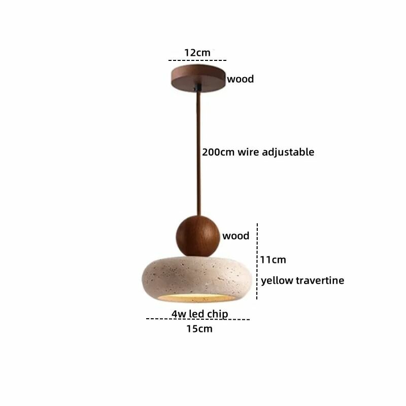 Люстра Подвесная LED E27, Светильник из Желтого Травертина, Каменная Лампа для Гостиной, Спальни, Столовой, Интерьера